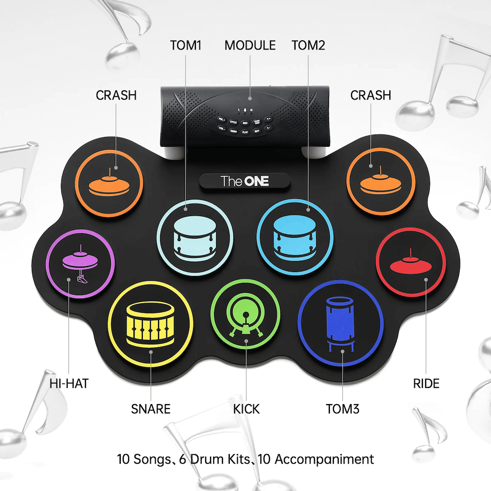 The ONE TRD Portable Electronic Drum Set, 9 Pads Roll-up Drum Set with ...